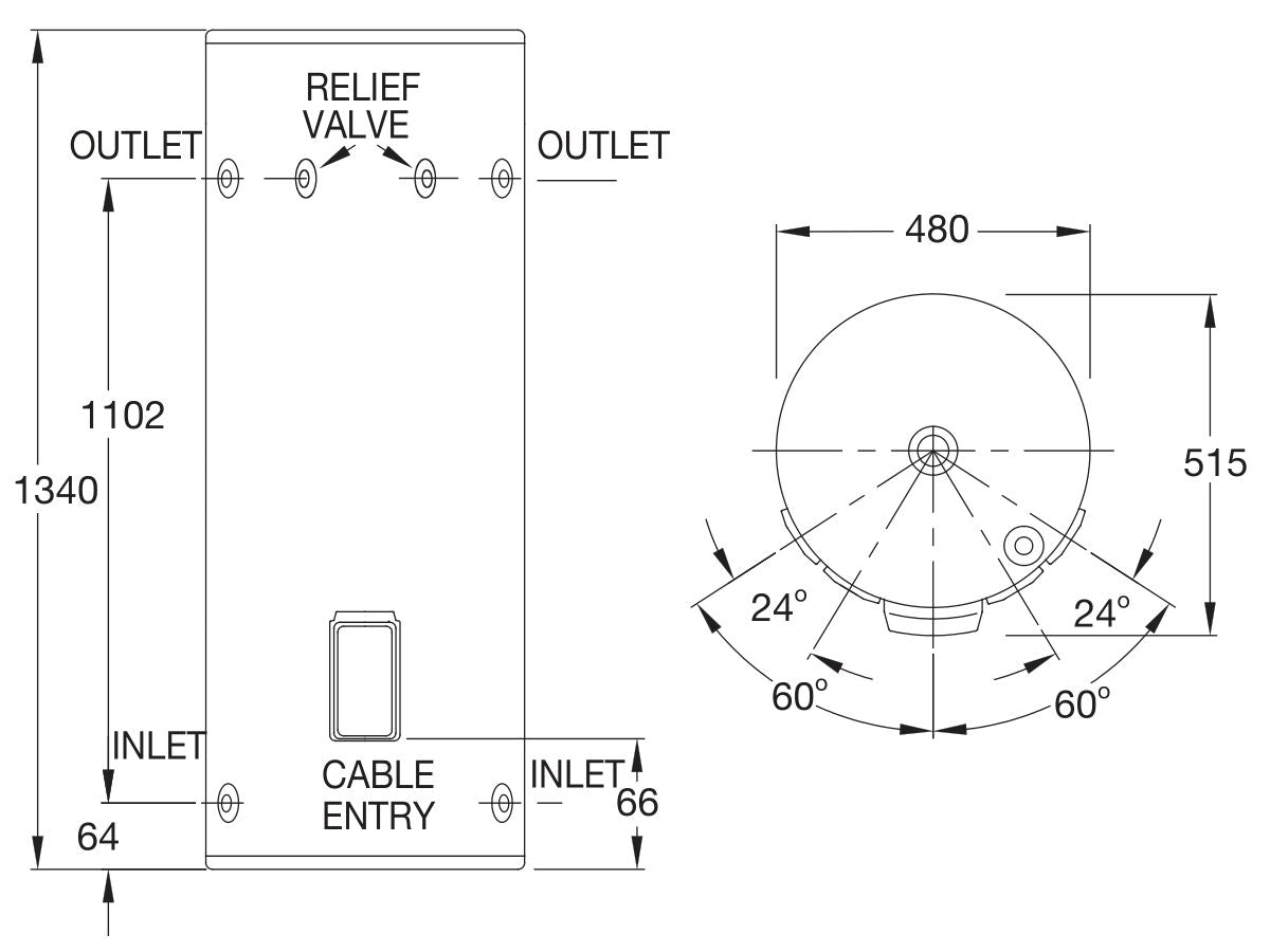 Rheem 125l 1 8kw Single Element Internal External Electric Hot Water